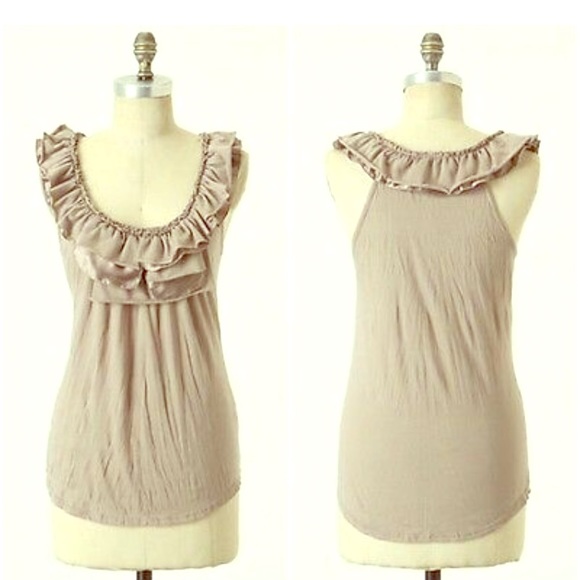 Anthropologie | Tops | Anthropologie Bordeaux Ruffle Neck Tank Sz Med ...